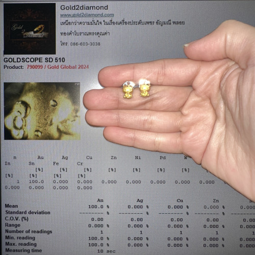 ต่างหู Prima Gold ทอง24K ลาย Kitty Sanrio แป้นทอง14K นน. 4.45 g