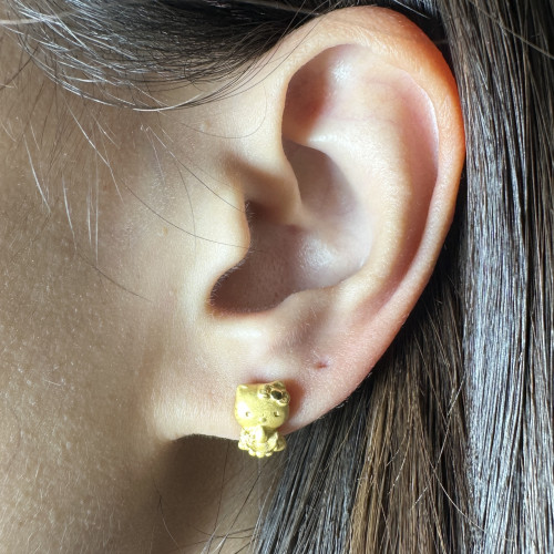 ต่างหู Prima Gold ทอง24K ลาย Kitty Sanrio แป้นทอง14K นน. 4.45 g