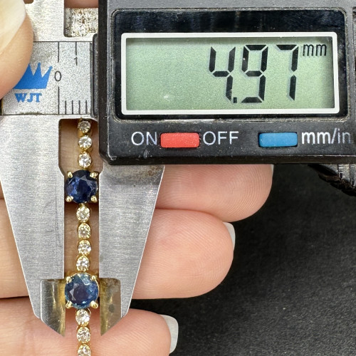 สร้อยข้อมือ ไพลิน กาญจนบุรี ฝังเพชรกุหลาบ 48/0.96 ct ทอง90 ความยาว 17.50 ซม. พร้อม Cert. นน. 10.62 g