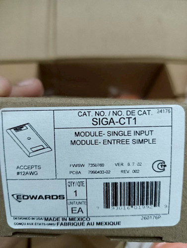 EDWARDS SINGLE INPUT MODULE MODEL: SIGA-CT1 ราคา 1,795.00 บาท
