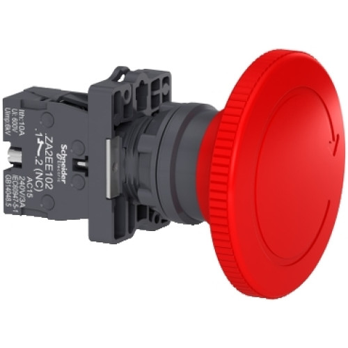 Complete emergency switching off push button, Easy Harmony XA2, plastic, red mushroom 60mm, 22mm, tu