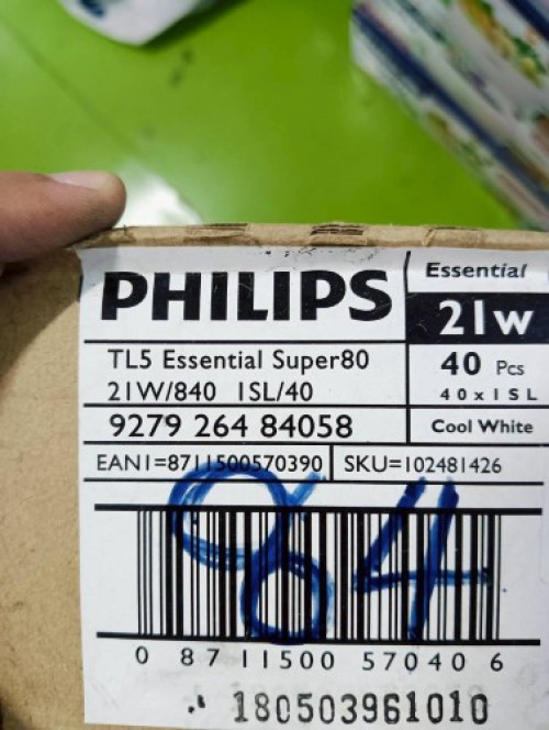 PHILIPS TL5 ESSENTIAL SUPER80 21W/840 ISL/40 COOL WHITE ราคา 2,580.00 บาท