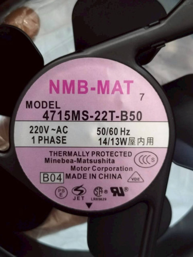 NMB-MAT FAN MODEL: 4715MS-22T-B50 220VAC 14/13W ราคา 1,100.00 บาท