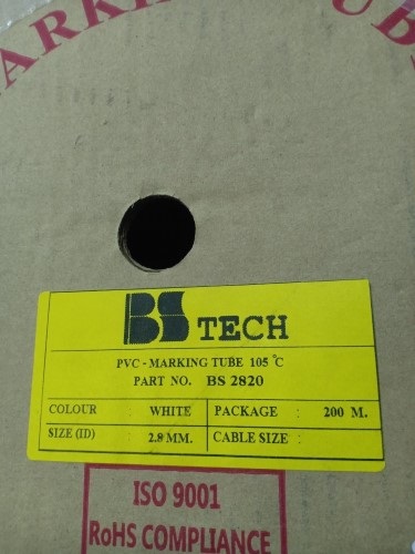 ปลอกสายไฟ BS TECH PVC MARKING TUBE BS2820 200M. WHITE ราคา 1,100.00 บาท