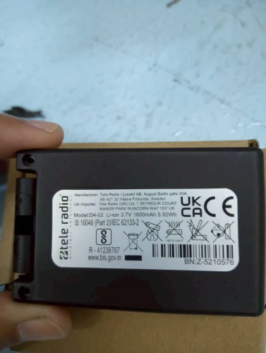 TELE RADIO BATTERY MODEL: D4-02 LI-ION 3.7V 1600MAH 5.92WH ราคา 8,500. ...