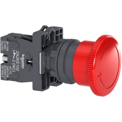 Complete emergency switching off push button, Easy Harmony XA2, plastic, red mushroom 40mm, 22mm, tu