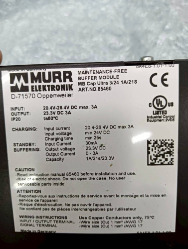 MURRELEKTRONIK OPPENWEILER MODEL: D-71570 MB CAP ULTRA 3/24 BUFFER ...