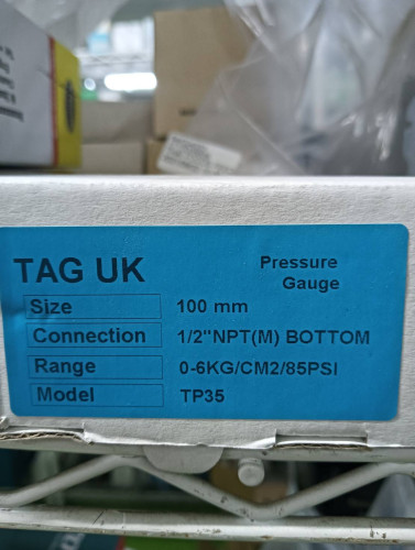 TAG UK PRESSURE GAUGE MODEL: TP35 RANGE 0-6 KG ราคา 1,000.00 บาท