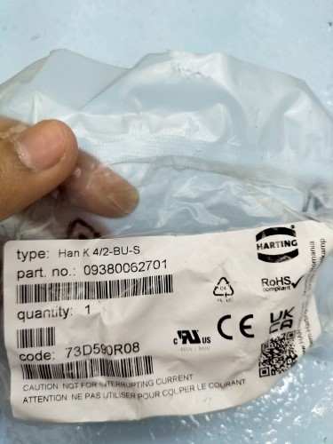 HARTING FEMALE INSERT MODEL: 09380062701 ราคา 2,625.50 บาท