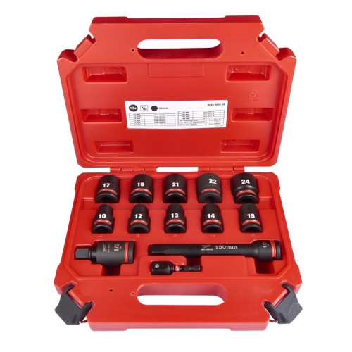 Milwaukee 4932480456 ชุดลูกบล็อกกระแทก ขนาด 1/2 นิ้ว (13 ชิ้น) (008064201)