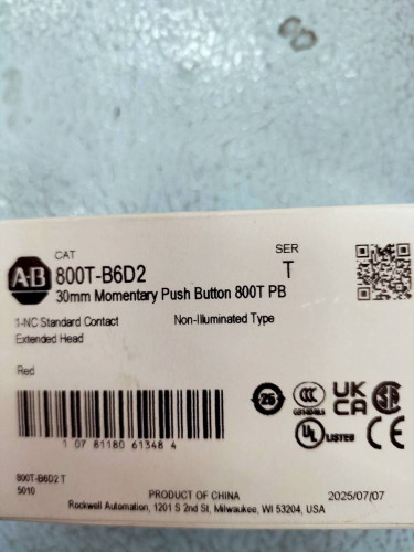 ALLEN-BRADLEY 30MM. MOMENTARY PUSH BUTTON 800T PB MODEL: MODEL: 800T ...
