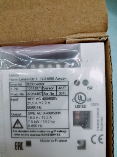 LENZ INVERTER DRIVE 8200 MODEL: E82EV752K4C 3-400V 7.5KW ราคา 88,260.00 บาท