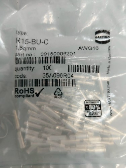 HARTING CODING MODEL: R15-BU-C PIN-F (09150006201) ราคา 201.40 บาท