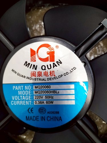 MIN QUAN FAN MODEL: MQ20060 220V 50HZ 0.38A 60W ราคา 900.00 บาท