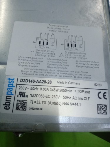 EBMPAPST D2D146-AA28-28 230V 50HZ 0.88A 345W ราคา 18,000 บาท