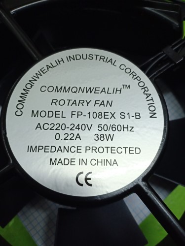 COMMONWELTH FAN MODEL: FP-108EX-S1-B AC220/240V 0.22A 38W แบบเหลี่ยม ...