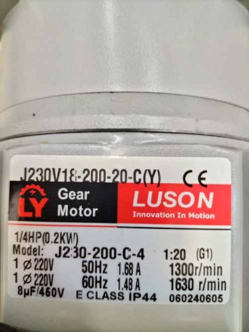 LY LUSON GEAR MOTOR J230V18-200-20-C(Y) ราคา 13,524 บาท