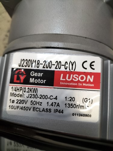 LY LUSON GEAR MOTOR J230V18-200-20-C(Y) , J230-200-C-4 1350RPM ราคา ...