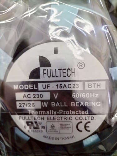 FULLTECH FAN MODEL: UF-15AC23BTH AC230V 50/60HZ 27/26W ราคา 1,300.00 บาท