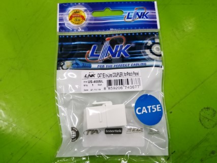 LINK CAT 5E IN-LINE COUPLER,FOR PATCH PANEL P/N US-4005IL ราคา 50 บาท