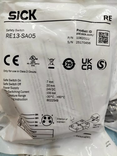 SICK SAFETY SWITCH MODEL: RE13-SA05 P/N: 10602011 ราคา 1,890.00 บาท
