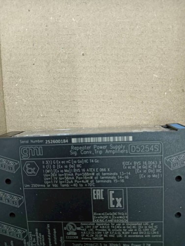GMI MODEL:D5254S SIL2 POWER SUPPLY/SIG.CONV.TRIP AMP.DIN RAIL RELAY ...