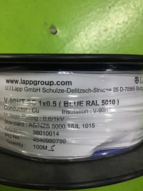 LAPP CABLE V-90HT SC 1X0.5 SQMM. DBU BLUE ราคา 4 บาท