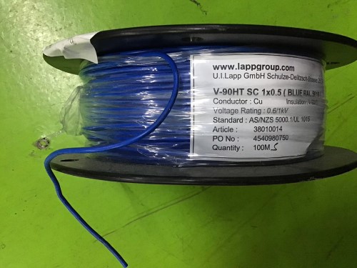 LAPP CABLE V-90HT SC 1X0.5 SQMM. DBU BLUE ราคา 4 บาท
