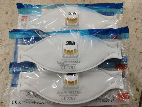 3M 9322A+ FFP2(10ชิ้นx1กล่อง)หน้ากากป้องกันฝุ่นละอองและฟูมโลหDust/Mist ...