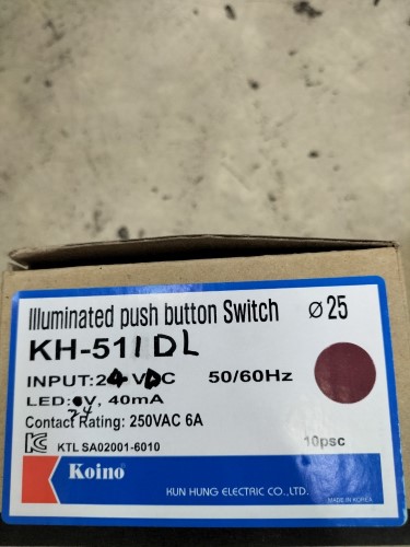 KOINO illuminated Push Botton Switch Model : KH-511DL 24VDC Red ราคา ...