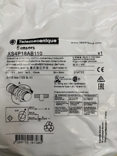 TELEMECANIQUE SENSORS MODEL: XS4P18AB110 ราคา 8,800 บาท