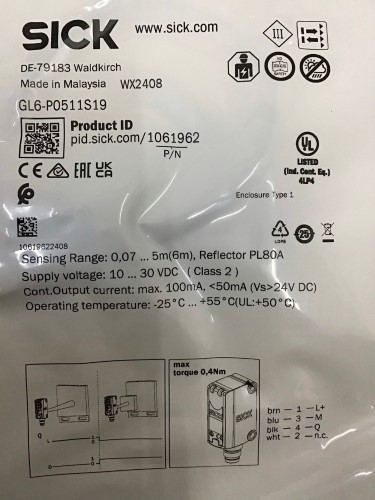 SICK GL6-P0511S19 ราคา 1,650 บาท
