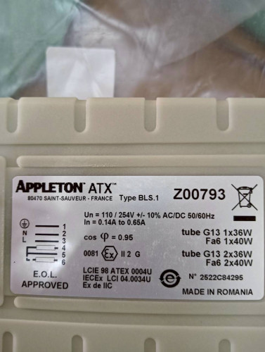 APPLETON ATX BALLAST MODEL: BLS.1 Z00793 36W ราคา 19,345.20 บาท