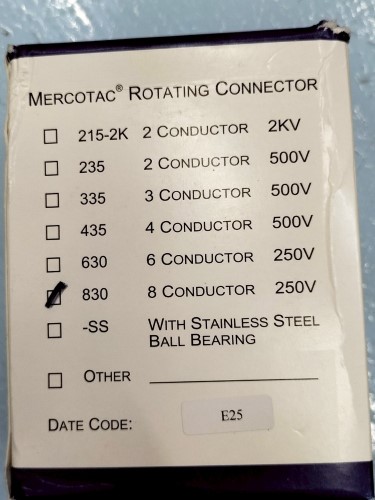 MERCOTAC SLIP RING MODEL:830 BRUSHLESS SLIP RING 8-CONDUCTOR 250V ...