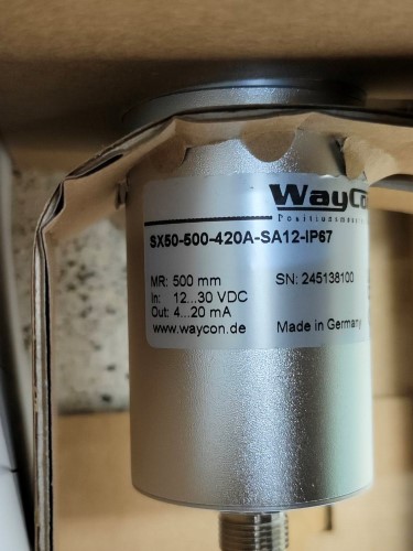 WAYCON DRAW WIRE SENSOR MODEL: SX50-500-420A-SA12-IP67 12-230VDC 4-20MA ...