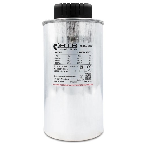 RTR DW SERIES THREE PHASE CAPACITORS MODEL: D4002505TER0000 25KVAR ราคา ...