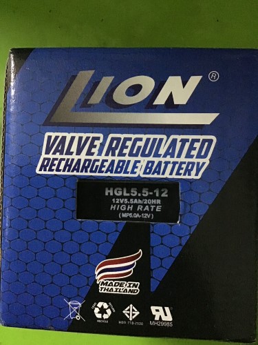 LION RECHARGABLE BATTERY HGL5.5-12 12V 5.5Ah ราคา 450 บาท
