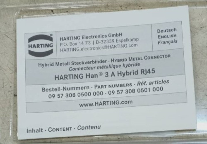 HARTING HAN 3A HYBRID RJ45 PLUG DC P/N. 09 57 308 0501 000 ราคา 2,885 บาท
