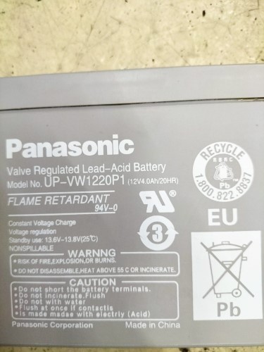 PANASONIC BATTERY MODEL: UP-VW1220P1 12V 4.0AH/20HR ราคา 3,900.00 บาท