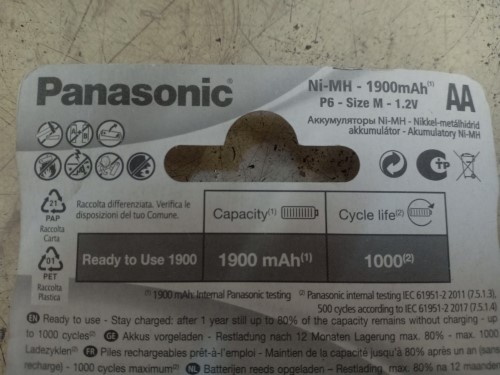 PANASONIC BATTERY RECHARGEABLE HHR-3MVE NI-MH 1900MAH SIZE M/1.2V AA ราคา 1,449 บาท