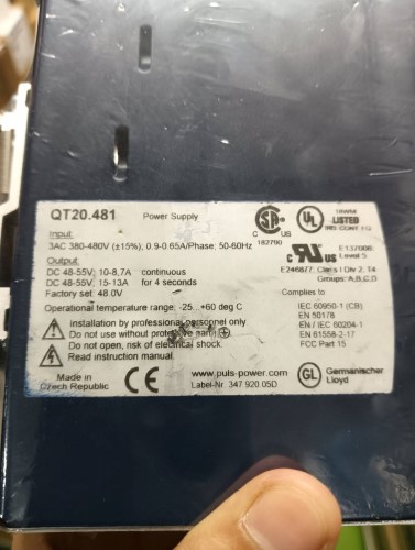 PULS DIMENSION POWER SUPPLY MODEL: QT20.481 48-55VDC 480W ราคา 12,350. ...