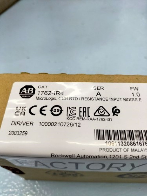 ALLEN-BRADLEY MODEL: 1762-IR4 MICROLOGIX 4CH RTD / RESISTANCE INPUT ...