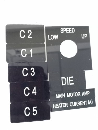 ป้ายเนมเพลท C1 , C2 , C3 , C4 , C5 , DIE ราคา 15 บาท