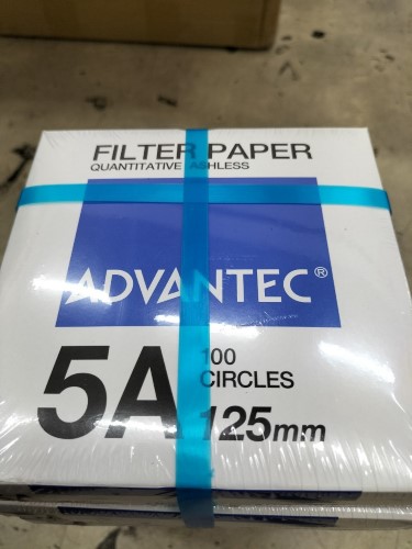 ADVANTEC FILTER PAPER QUANTITATIVE ASHLESS MODEL NUMBER: 01511125 5A ...