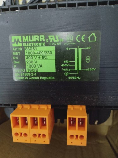 MURRELEKTRONIK 86051 Transformers for industrial machines P:1000VA IN:400V/230V+/- 5% ราคา28,000บาท