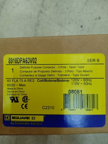 SQUARE D MAGNETIC CONTACTOR 8910DPA63 SER. B ราคา 12,160 บาท