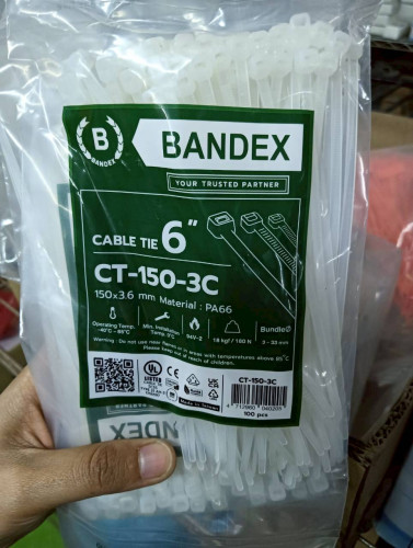 BANDEX CABLE TIE 6" CT-150-3C ราคา 28.00 บาท