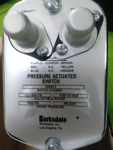 BARKSDALE PRESSURE ACTUATED SWITCH C9622-2 125-1500PSI 8.62-103BAR ราคา ...