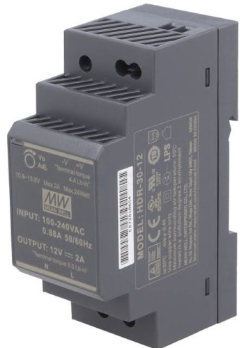 MEAN WELL HDR-30-12 : 30W Ultra Slim Step DIN Rail ราคา472บาท