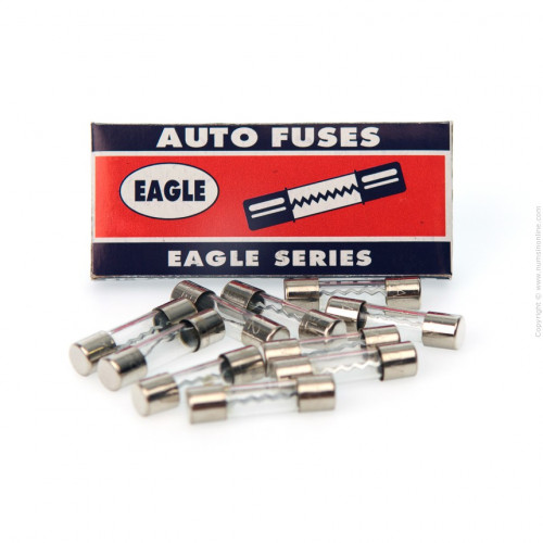 EAGLE AUTO FUSES ฟิวส์หลอดแก้ว 1AMP 30MM. (1กล่องมี10หลอด)